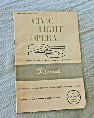 VINTAGE BOOKLET SAN FRANCISCO CIVIC LIGHT OPERA 25TH SEASON KISMET 1950 ...