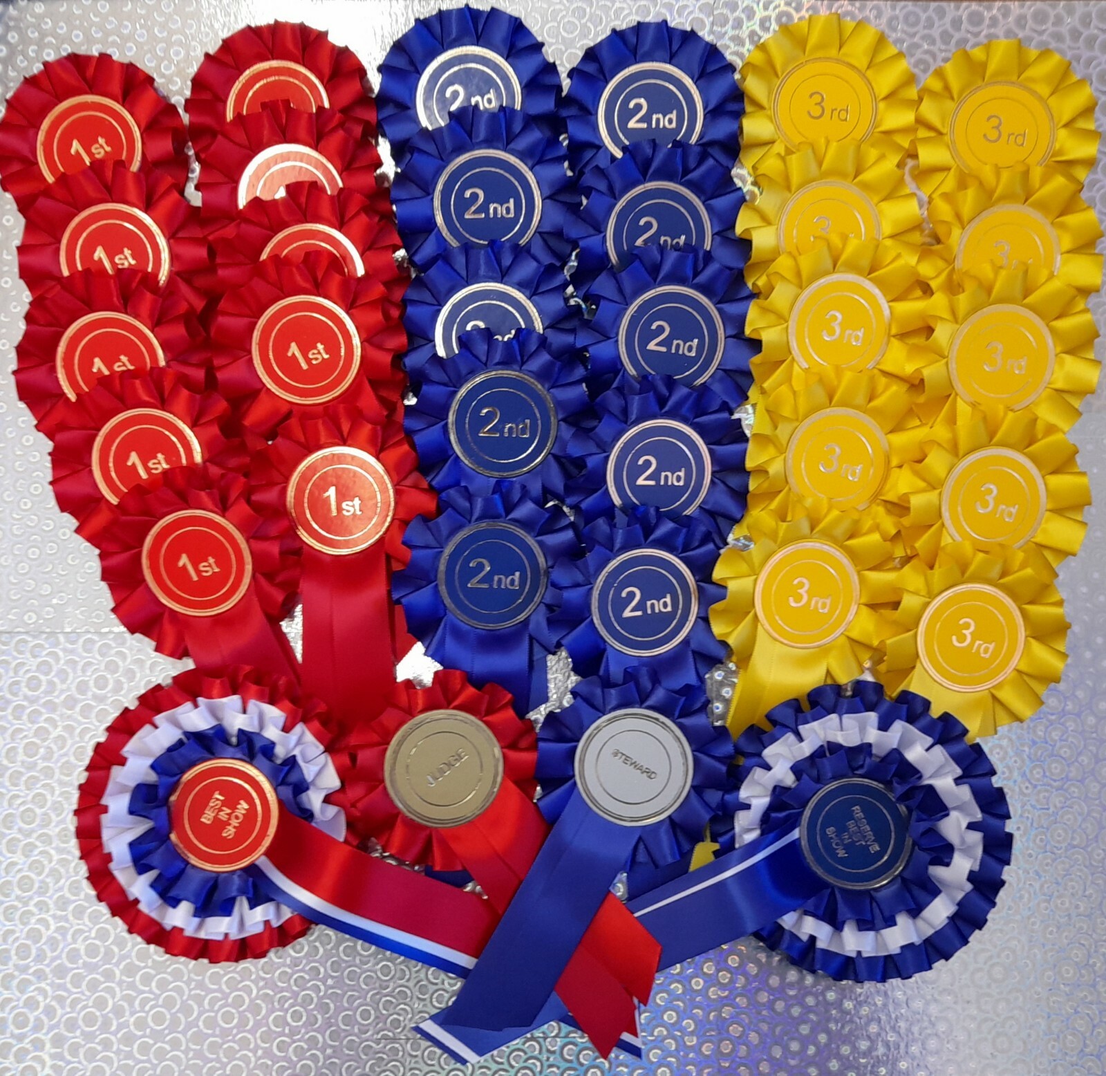 1st To 3rd X10 best in show reserve judge steward 34 rosettes dog show ...