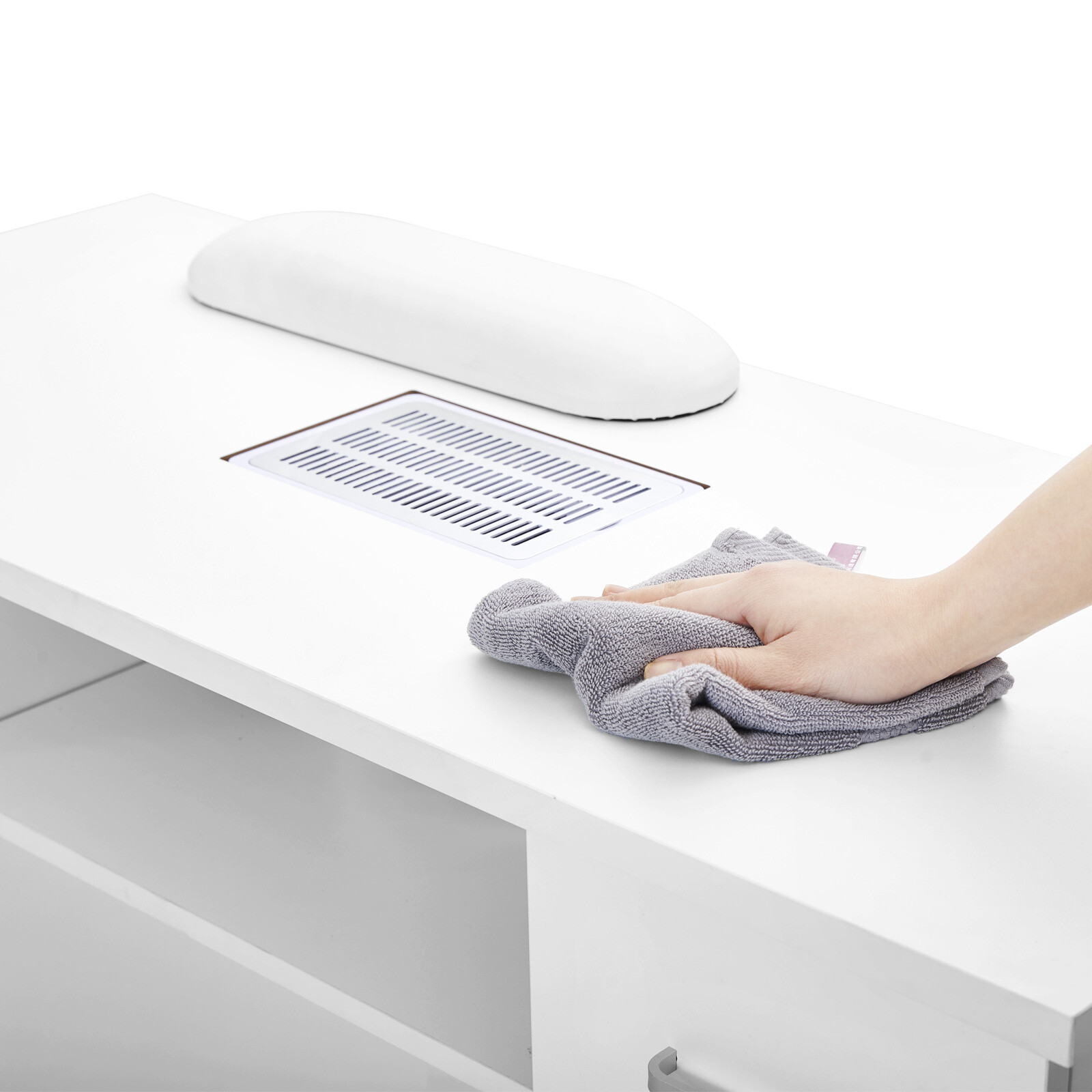 White Manicure Table Nail Desk Dust Collector,StorageRack,Drawer,Wrist ...