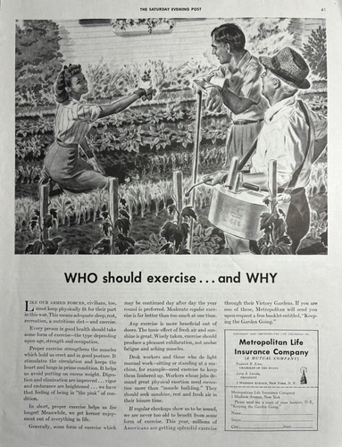 1943 Metropolitan Life Insurance Company Exercise Why Garden Health VTG ...