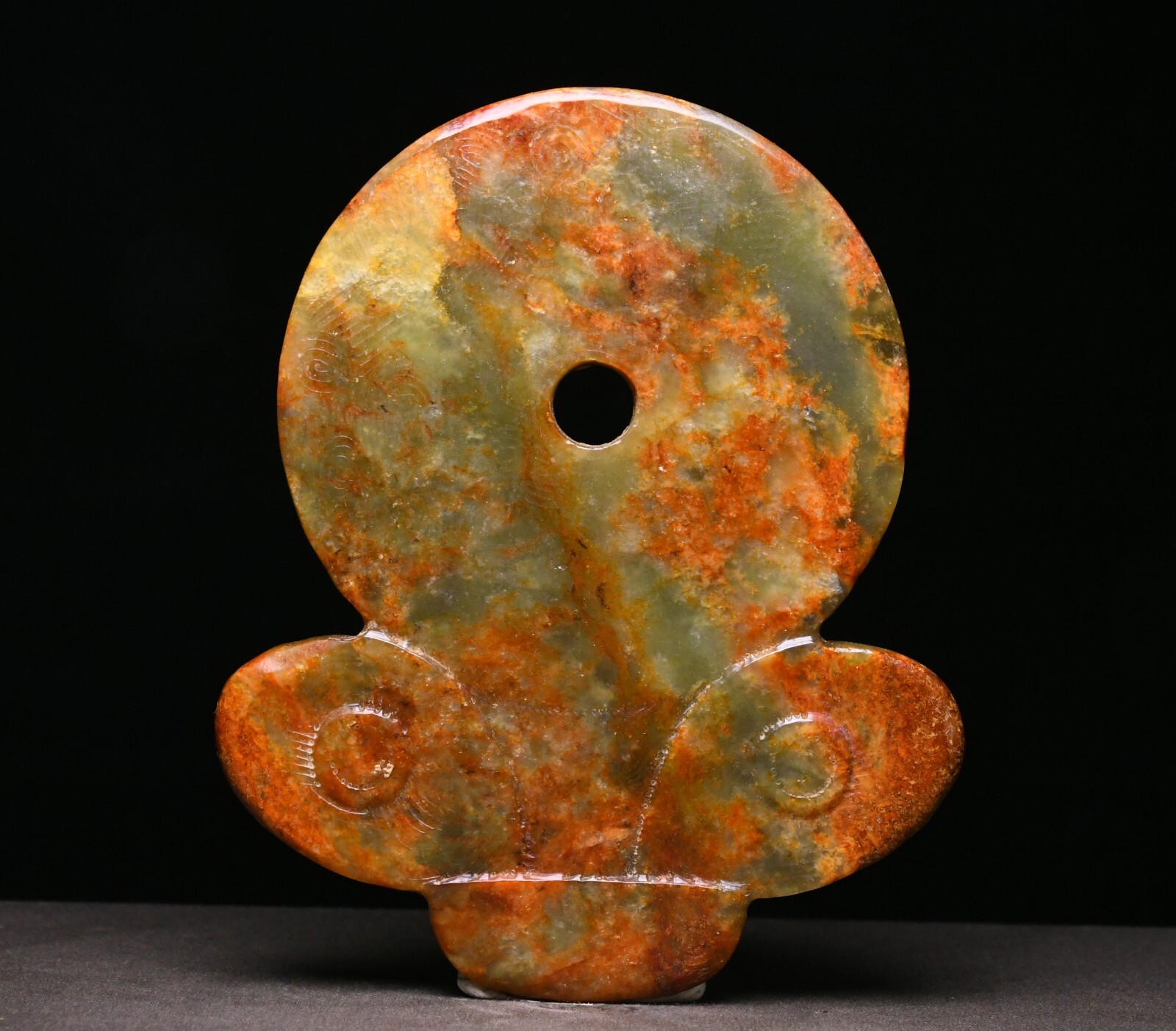 12CM Old China Liangzhu Culture Natural Hetian Jade Cattle Beast Face ...