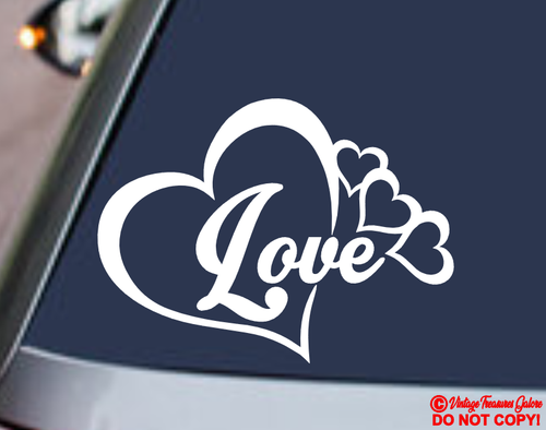 LOVE HEART Vinyl Decal Sticker Car Truck Rear Back Window Wall Bumper ...