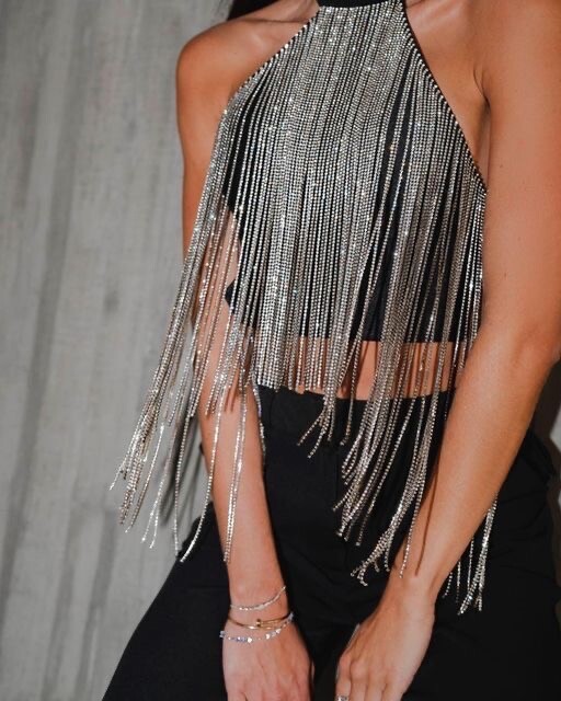 Crystal Top, Handmade Beaded Crystal Rhinestone Top, Colorful Top ...