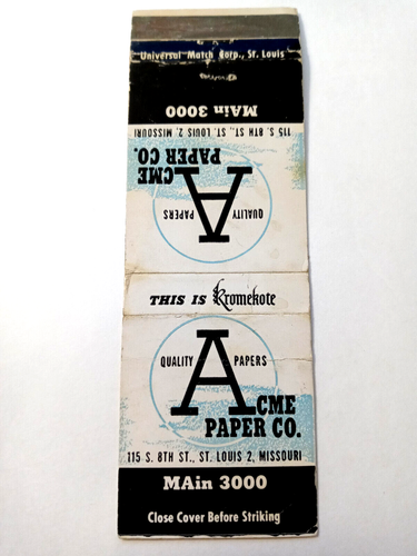 Vintage Matchbook: Acme Paper Co, St Louis, MO | eBay