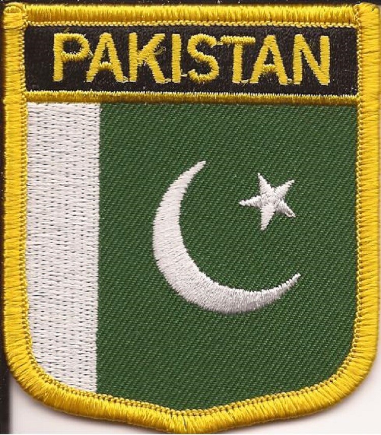 3 PAKISTAN SHIELD FLAG EMBROIDERED PATCHES -- IRON-ON -- NEW 2.5 x 2.75 ...