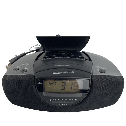 Timex Clock Radio W/Nature Sounds And Alarm T276 Tested & Works Black W ...