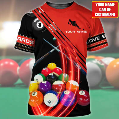 Custom 3D Red Billiard Shirt, Colorful Billiard Tshirt Men Women ...