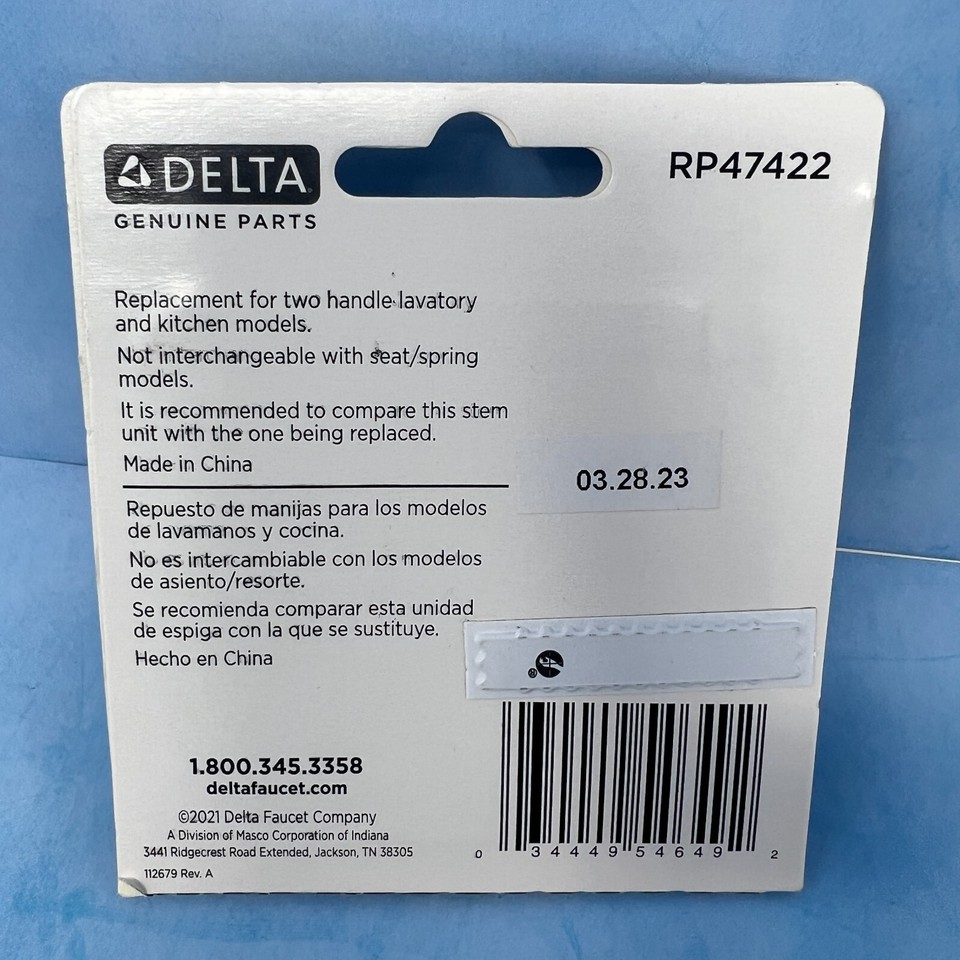 (2-Pk) Delta Two Handle Ceramic Stem Cartridge White RP47422 | eBay