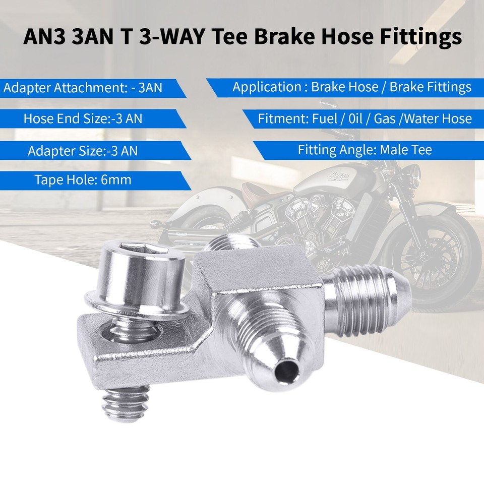 3AN AN3 3-Way Male Brake Hose Fitting Tee Adapter 3AN AN-3 Stainless ...