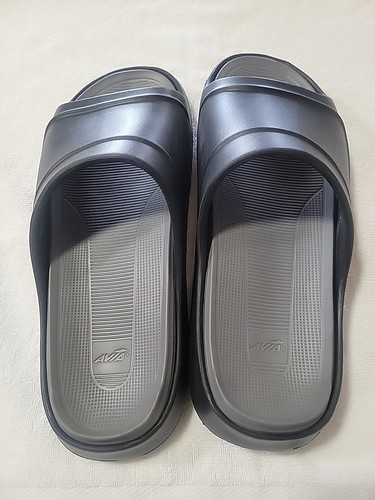 Avia Men’s Size 11 Comfort Slides Black Gray Sandals Rubber Slip-on ...
