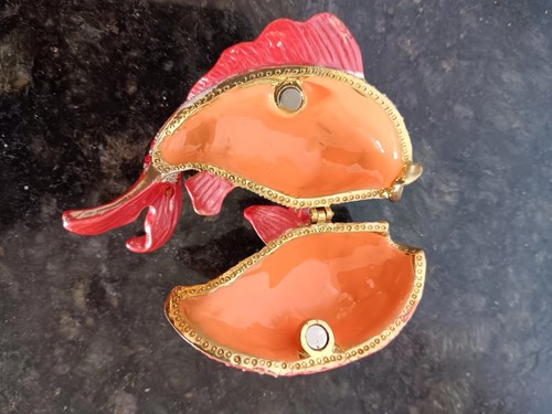 Tropical Fish Hinged Enameled Trinket Box Bejeweled Sea Life ...