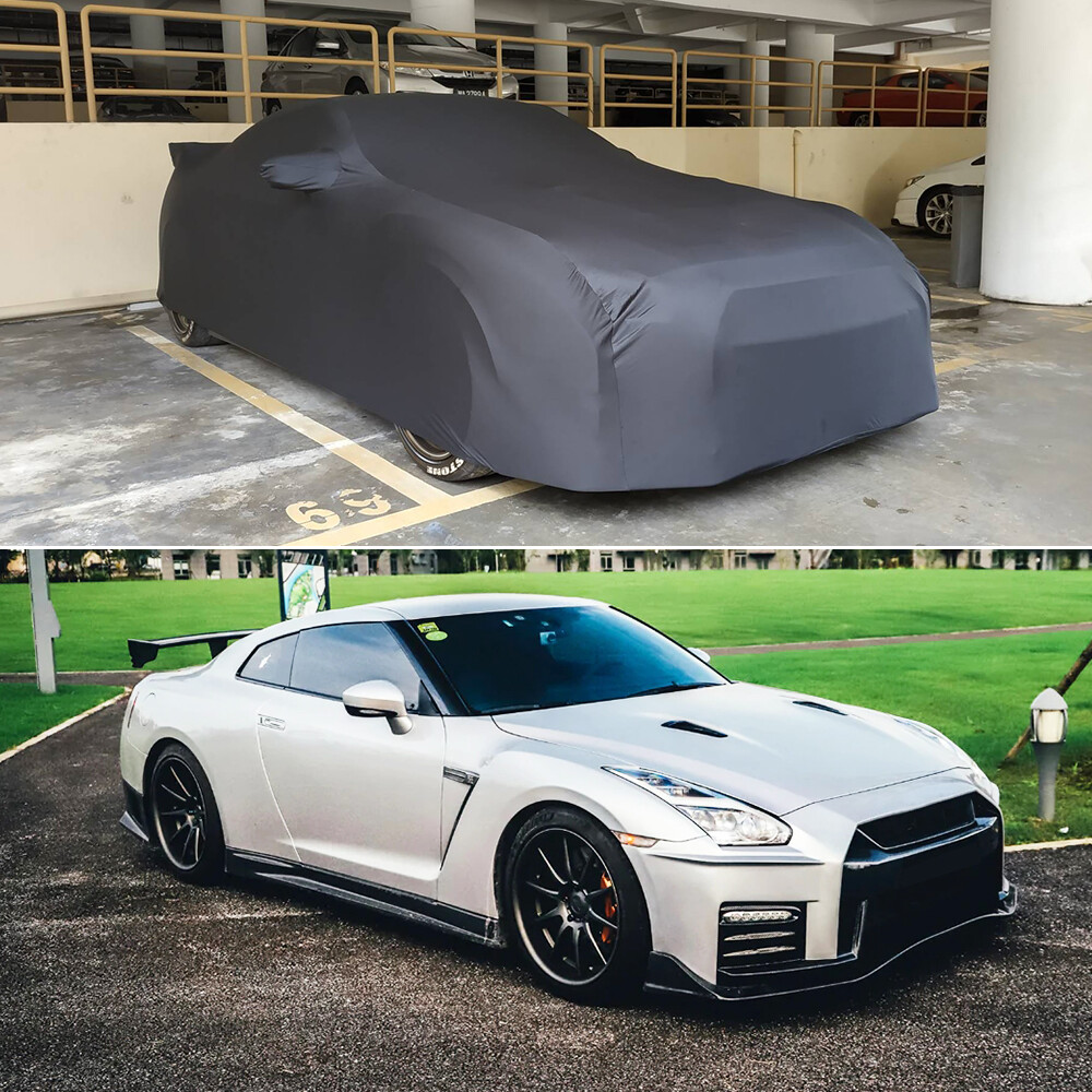 Car Cover Satin Stretch Dust Protection Custom Black For Nissan GTR R35 ...