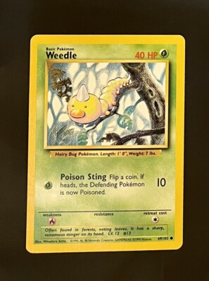 Pokemon TCG Weedle Base Set 69/102 Regular Unlimited Common Vintage ...