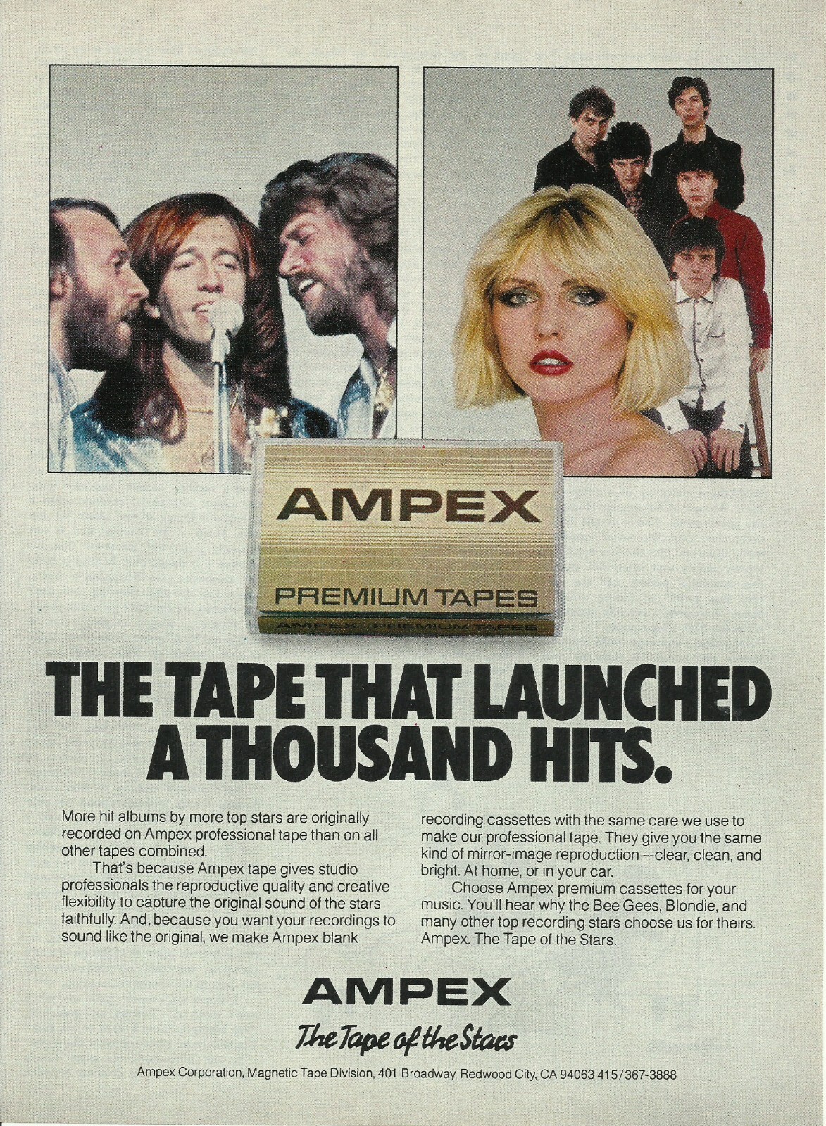 1981 Ampex Cassette Blondie Bee Gees vintage Print Ad 80's ...