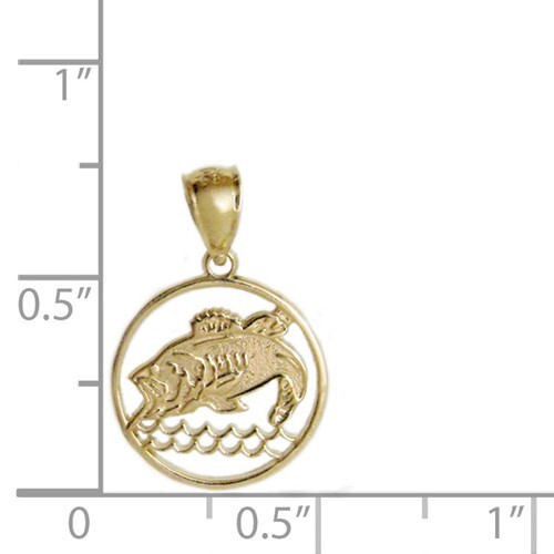 New 14k Yellow Gold Bass Fish Charm Pendant | eBay