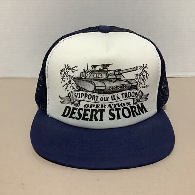 Desert Storm Trucker Hat M1 Abrams Tank Veteran Mesh Snapback Vintage ...