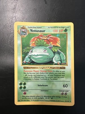Venusaur 15/102 Shadowless Base Set 1999 Holo Vintage Pokemon WOTC NM ...