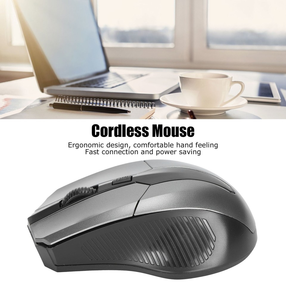 (Grey)Computer Mouse USB 2.4G Portable Slim Cordless Mouse Less Noise ...