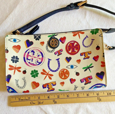 *Rare* Tory Burch "Lucky” Print convertible Crossbody / Clutch Purse ...