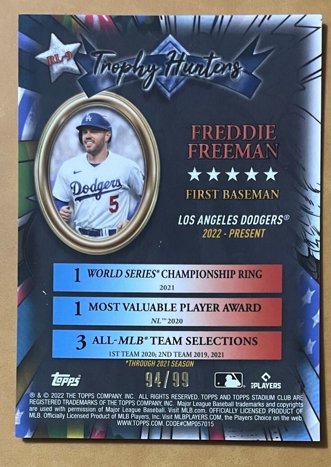 2022 Topps Stadium Club Chrome Freddie Freeman Trophy Hunters #RL-9 ...
