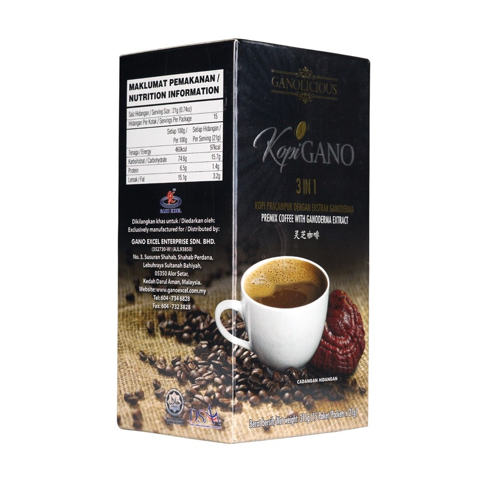 30x Ganocafe 3 in 1 Gano Excel Instant Coffee Ganoderma Lucidum Reishi ...