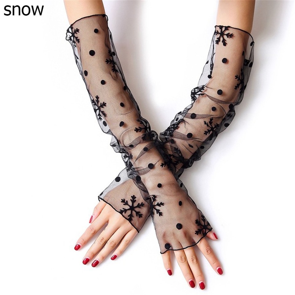 Sunscreen Long-Sleeved Sun Protection Sleeves Driving Gloves Mesh Lace ...