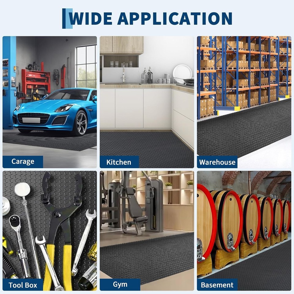 6-22 FT 2.8mm Thick Garage Floor Mat, Durable PVC Rubber Non-Slip, Leak ...
