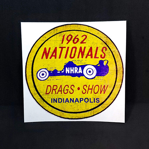 NATIONAL DRAGS '62 INDIANAPOLIS Vintage Style DECAL / STICKER, rat rod ...