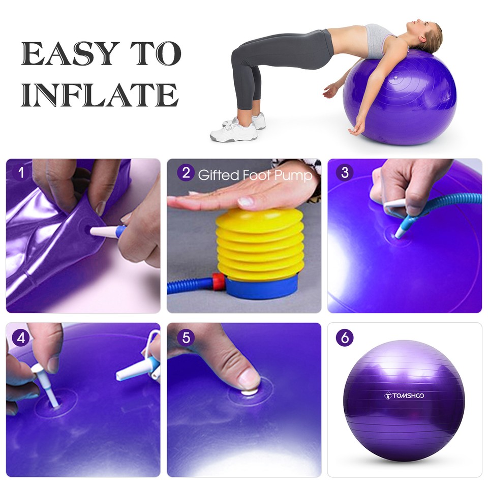 -burst Yoga Ball 45cm/55cm/65cm/75cm Stability Ball Q2U4 | eBay