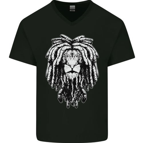A Rasta Lion Avec Dreadlocks Jamaica Reggae Hommes Col V Coton T-Shirt ...