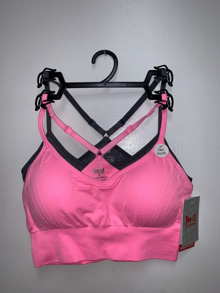 Padded 2 Pack Medium Impact Seamless Sports Bra Active Wear-Work Out ...