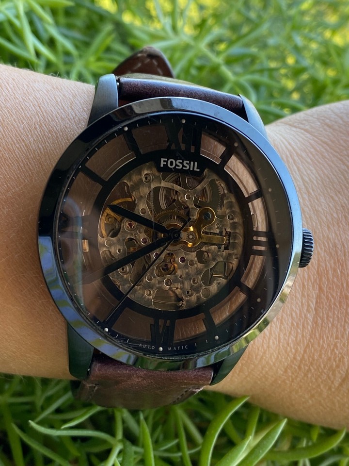 Fossil Townsman Watch Automatic Skeleton Dial ME3098 Brown Mens 44mm | eBay