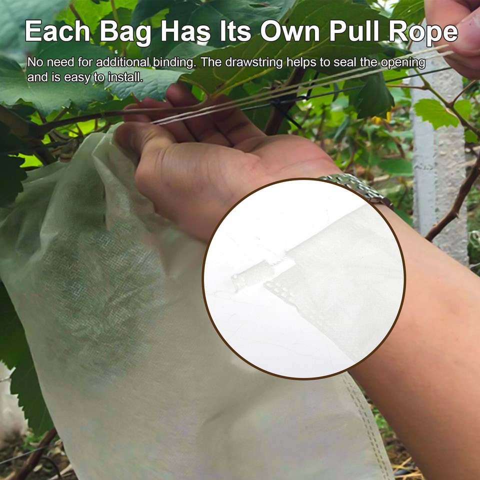 100PCS Garden Plant Fruit Vege Protect Drawstring Bags Against Insect ...