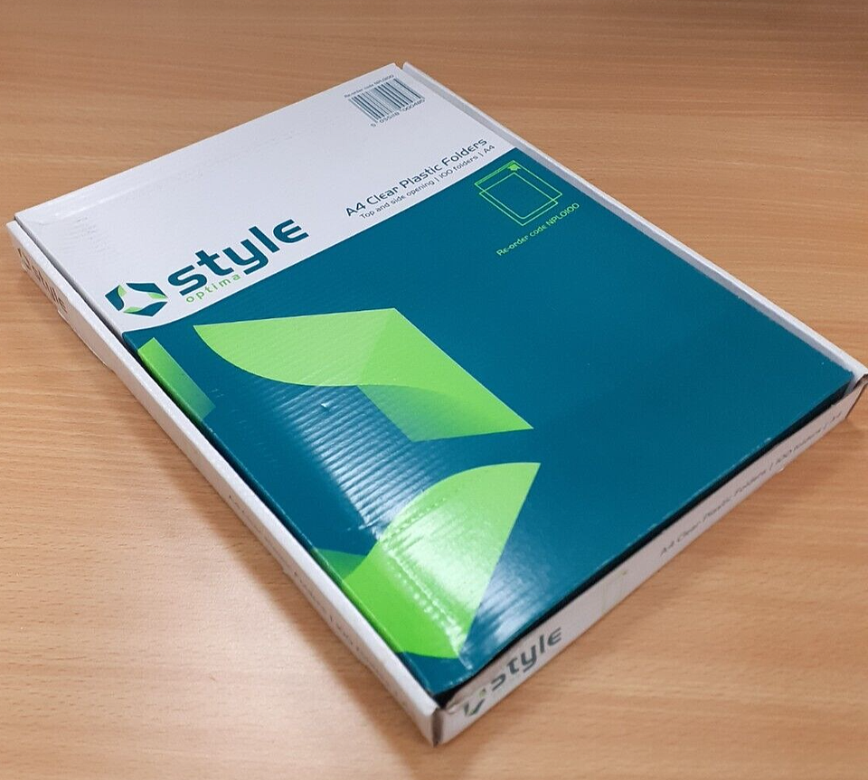 PACK 100x BRAND NEW A4 CUT FLUSH CLEAR FOLDERS OPEN TOP & SIDE PLASTIC ...