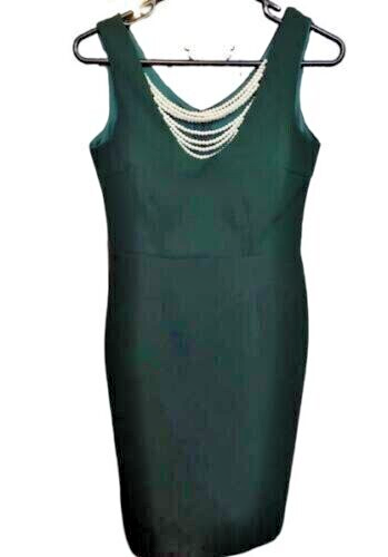 VINTAGE GREEN DRESS WITH PEARLS HAS INBUILT BRA PADDING | eBay Australia