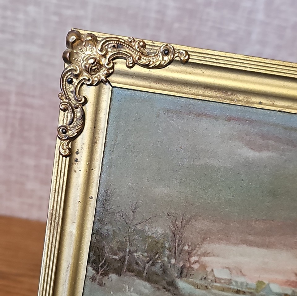 Antique Color Lithograph Under Glass ~ Ullman Mfg Co ~Early Settlers ...