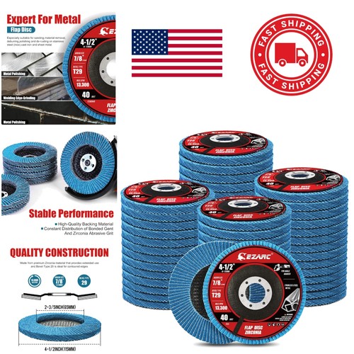 Flap Discs 40 Grit 4.5 Inch Zirconia Grinding Wheel for Stainless Steel ...