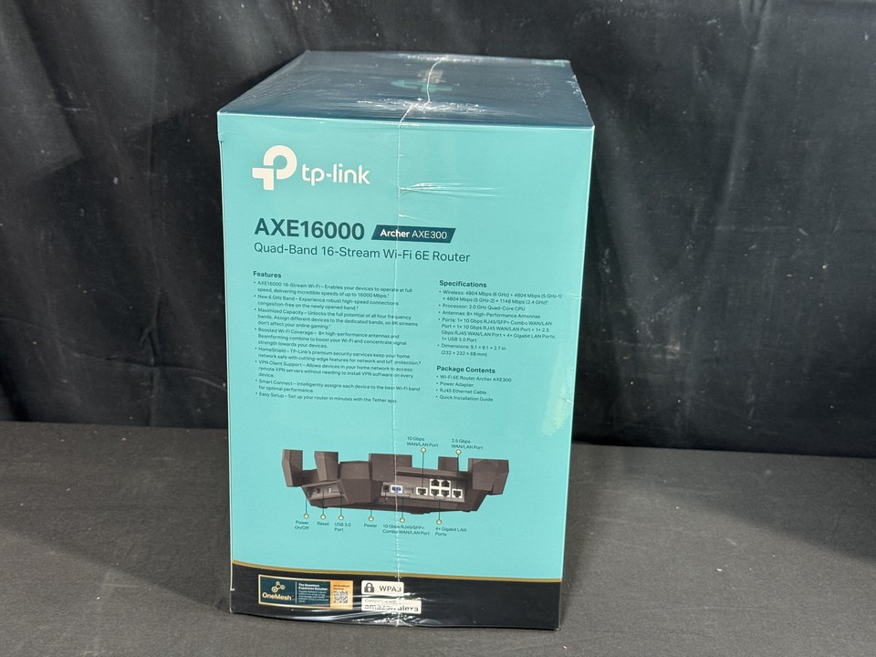 Tp-Link Archer AXE300 AXE16000 Quad Band 16 Stream Wifi Router 6E New ...