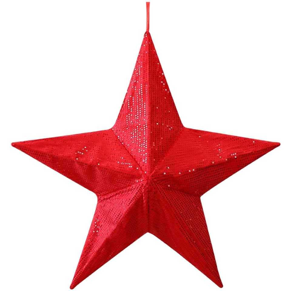 Christmas Tree Top Star Foldable Red Gold 35cm Fabric Ornament for ...