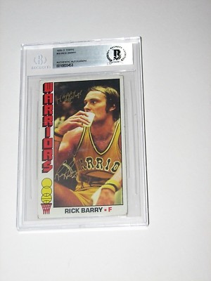 RICK BARRY SIGNED TOPPS BASKETBALL CARD beckett slabbed GOLDEN STATE ...