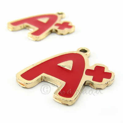 A+ Plus Charms 23mm Red Enamel Gold Plated School Charms EC8542 - 2, 5 ...
