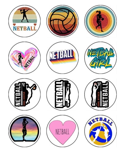 Netball Cupcake Toppers Edible Wafer Birthday Cake Sports Decorations ...