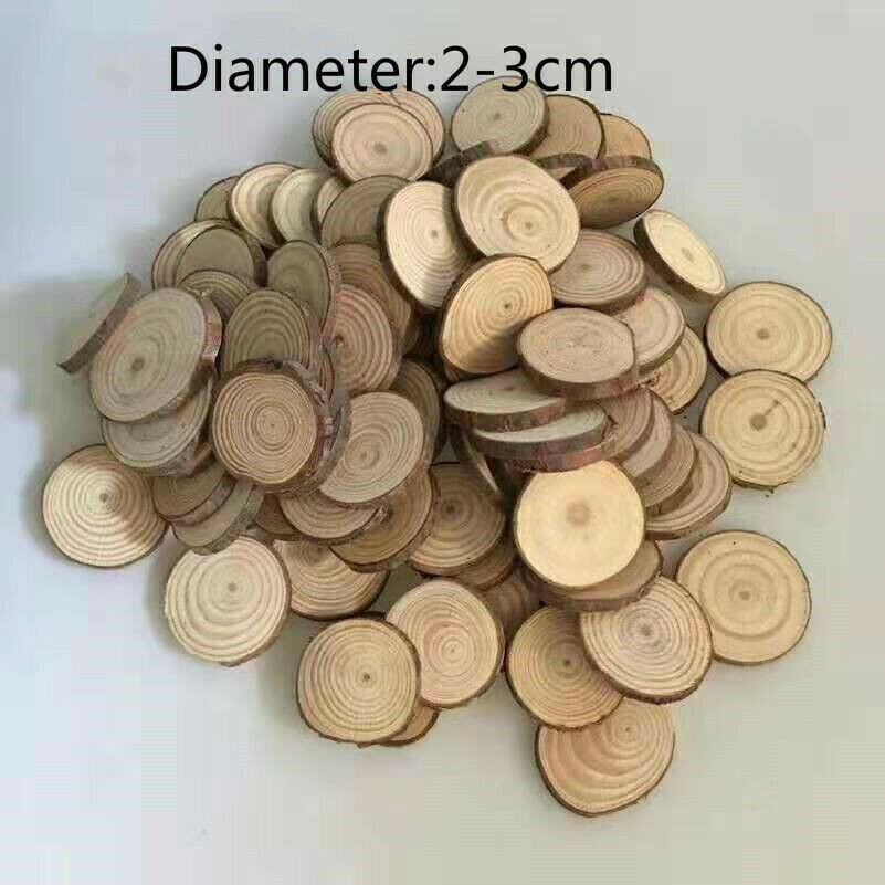 100pcs Natural Pine Wood Tree Bark Log Slices 2-3cm Round Crafts DIY ...