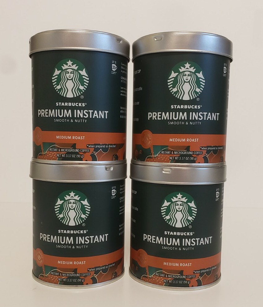 4 Tins- Starbucks Medium Roast, Premium Instant Coffee, 100% Arabica ...