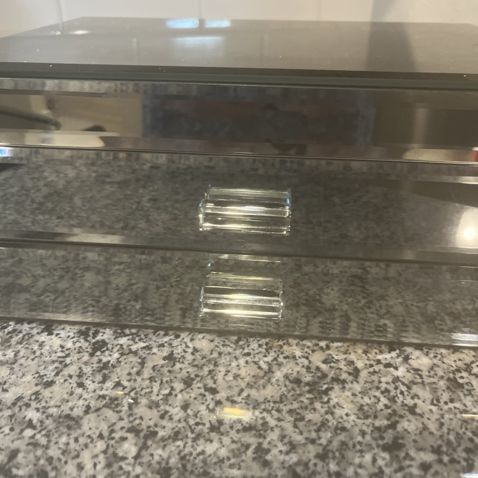 Luxury Mirrored Jewelry Box Beveled Edges-2 Drawers 10.5”L X 7.5” W x 4 ...