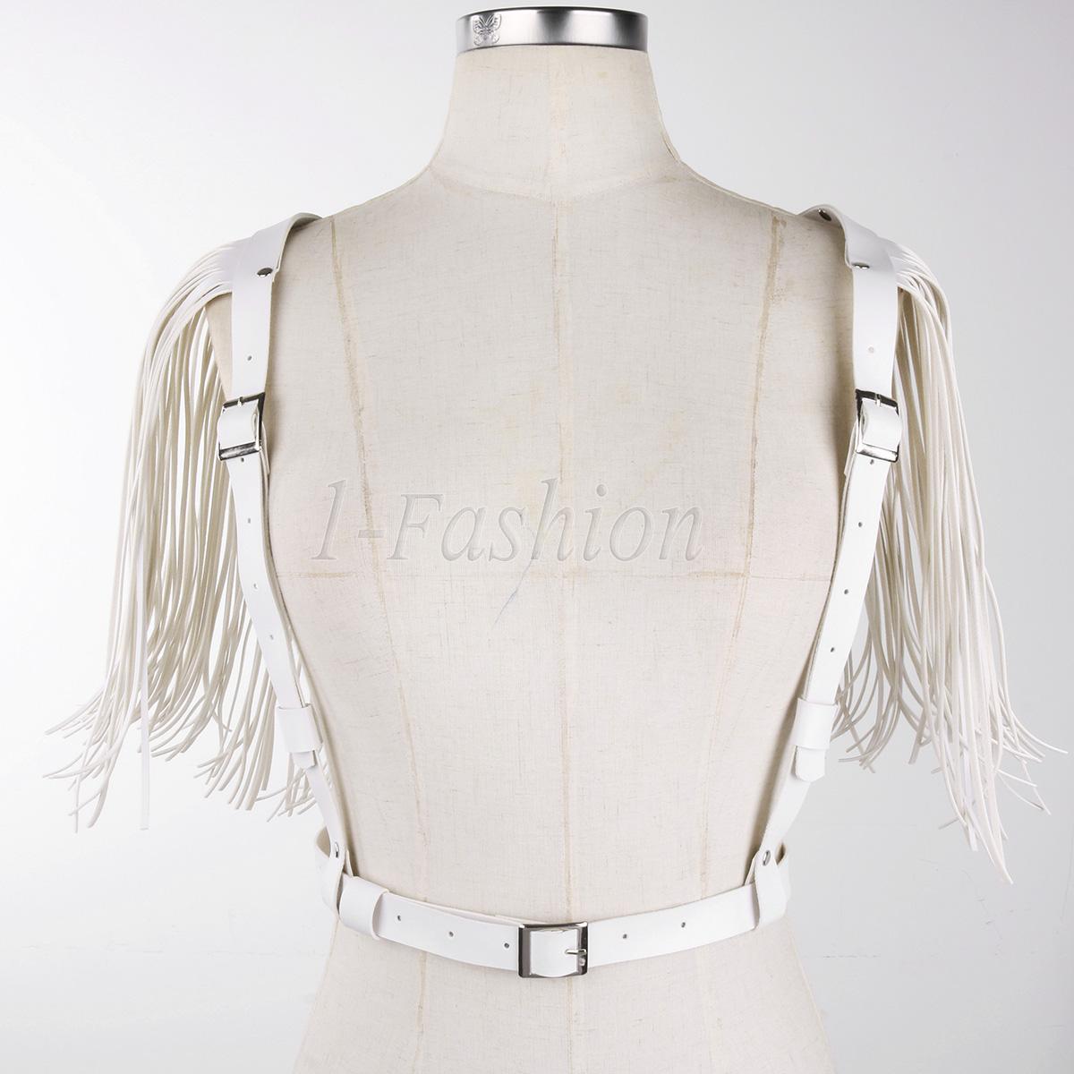 Black Women Goth Lingerie PVC Harness Cupless Cage Bra Strappy Body ...