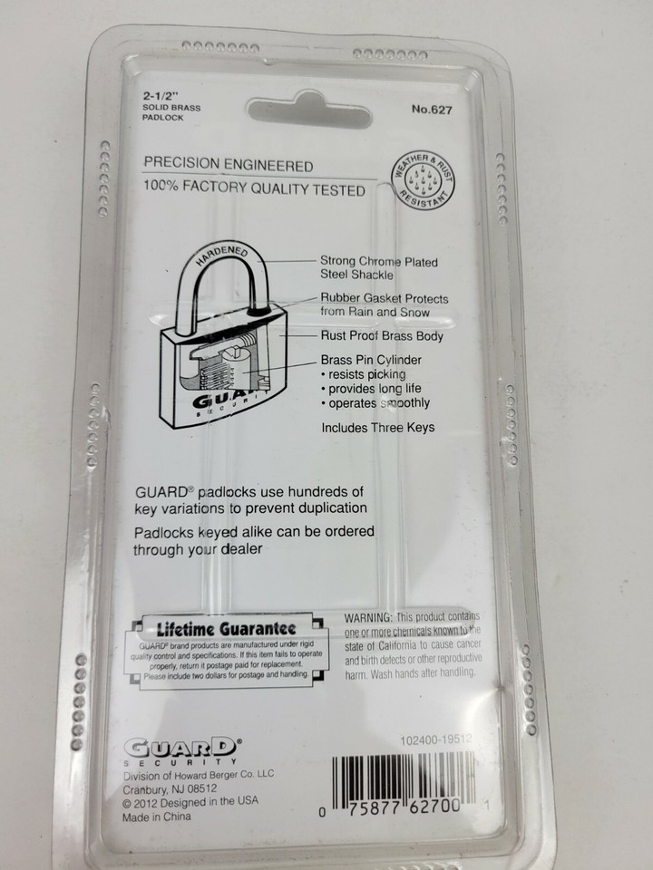 PADLOCK Heavy Duty Rust Proof Security Shackle Lock With 3 Keys Lot of ...