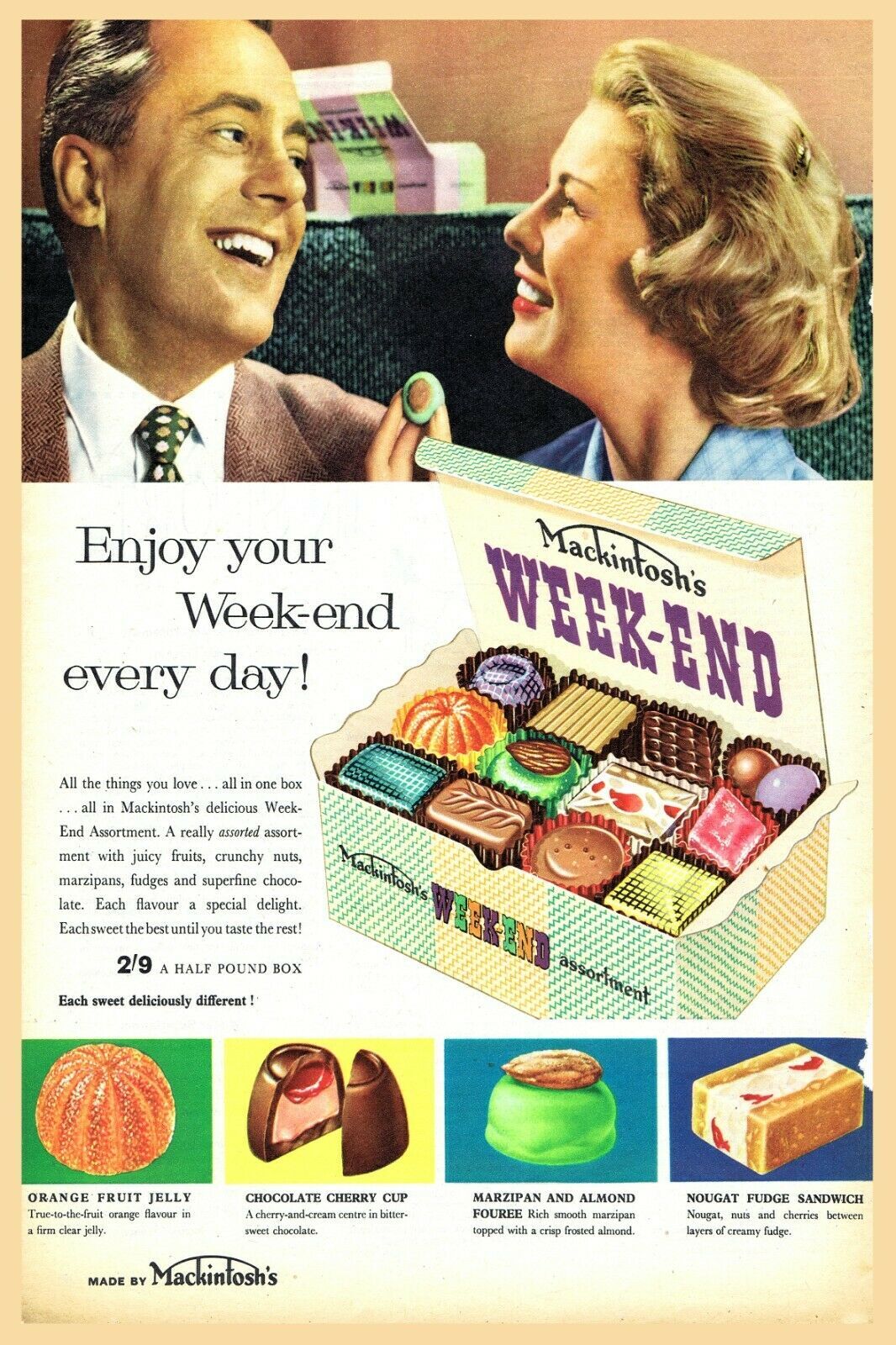 Macintosh's Week-end Sweets Advert Vintage Retro Metal Sign, candy ...
