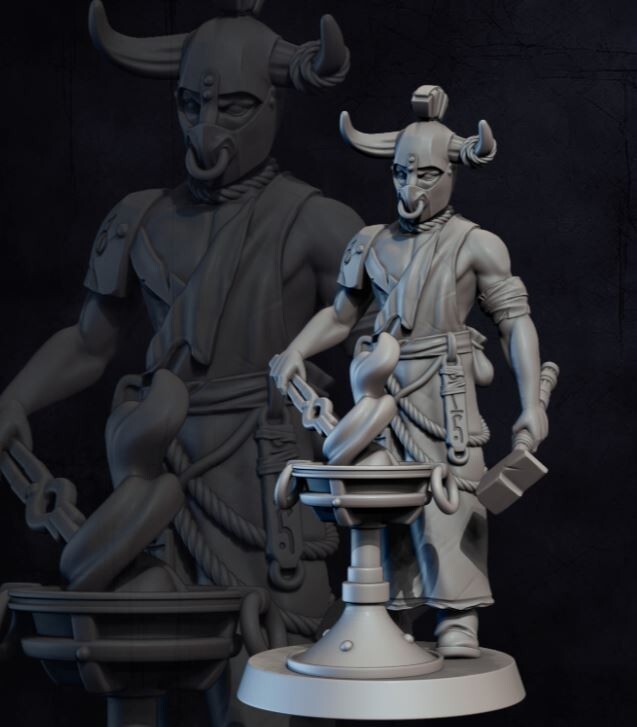 Blacksmith Human NPC Townsfolk Commoner 32mm Scale DND D&D Miniature RM ...