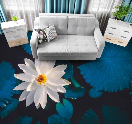3D White Lotus O2362 Floor WallPaper Murals Wall Print 5D AJ WALLPAPER ...